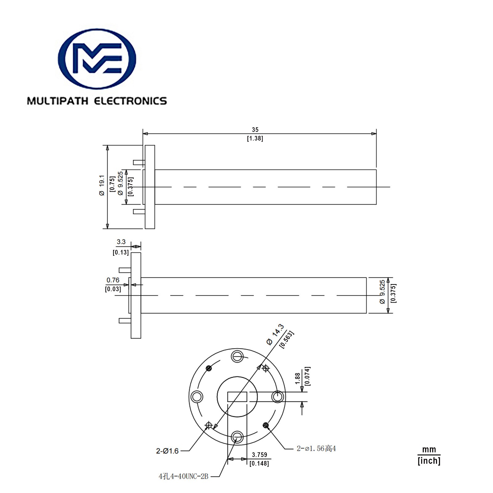 WR15 (BJ620) Waveguide Matched Termination, ME-WT-WR15 49.8-75.8 GHz, 0 ...